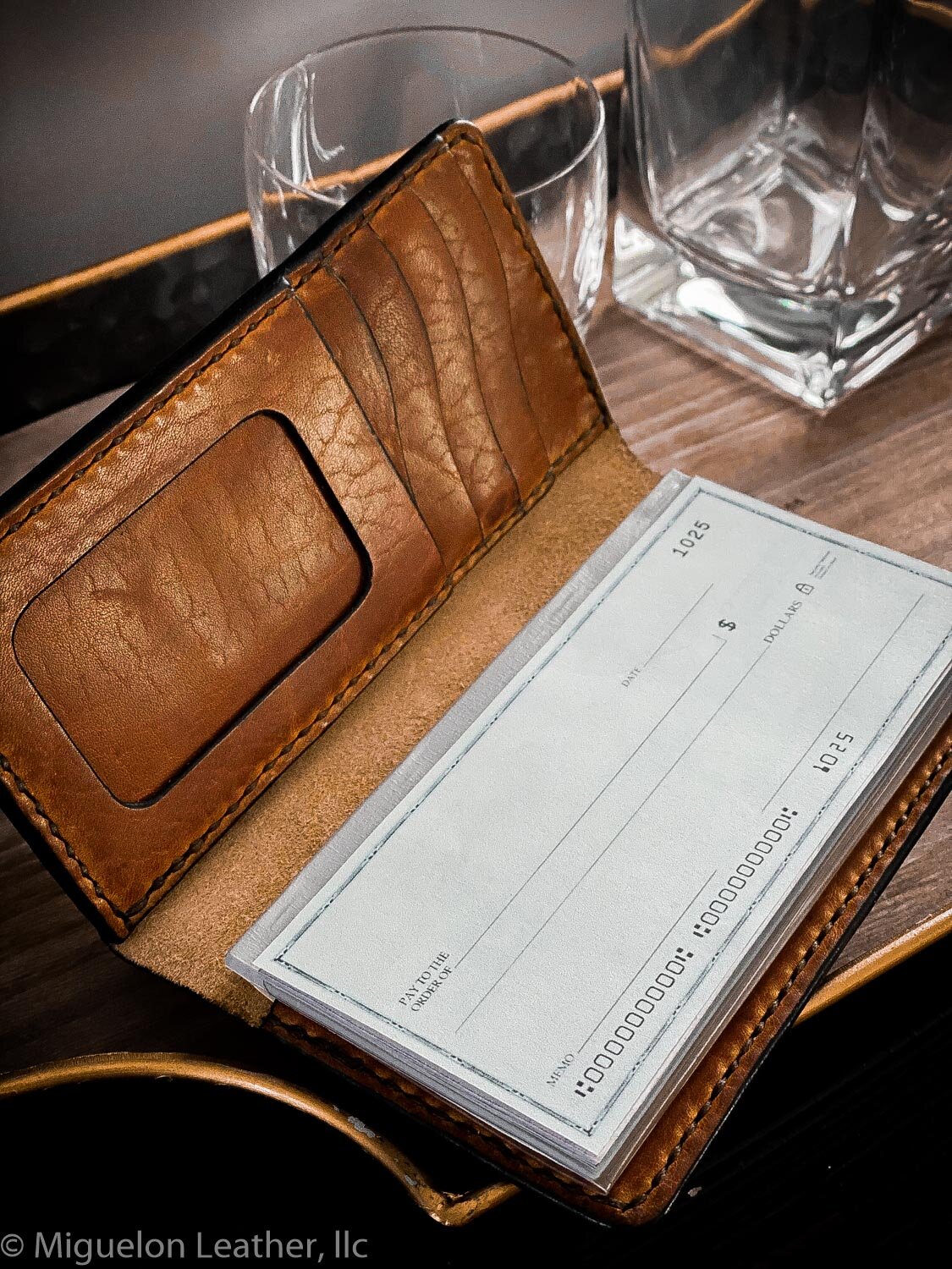 Horween Leather Checkbook Wallet Miguelon Leather